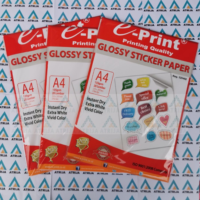 Kertas Sticker A4 Glossy Sticker Paper E-Print | SIPLah