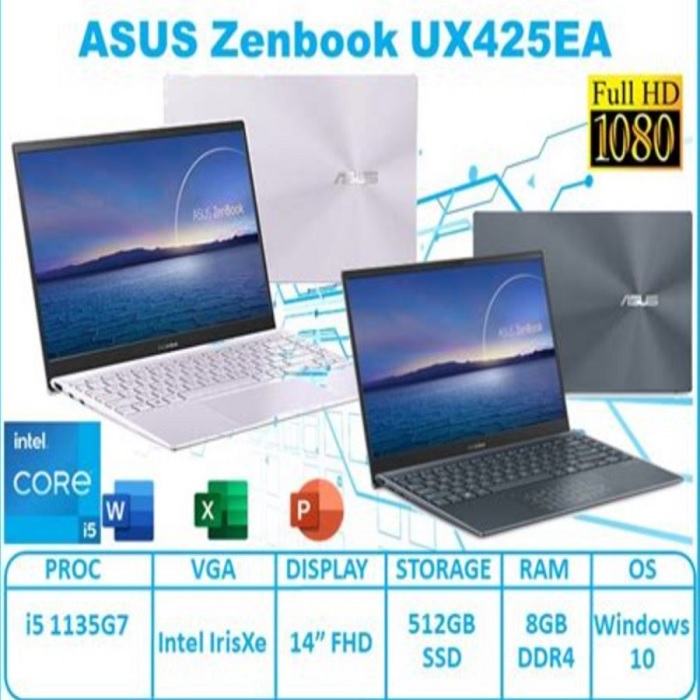 ASUS ZENBOOK 14 UX425EA i5 1135G7 8GB SSD 512GB VGA IRIS W10 OFFICE ...