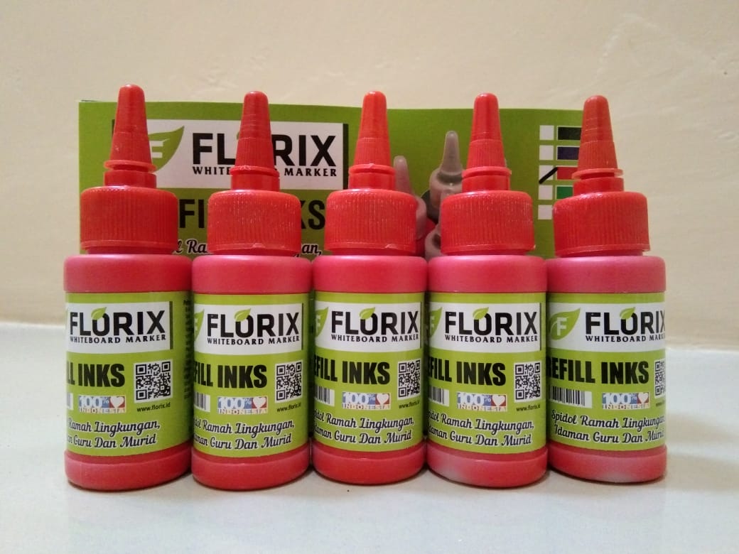 Tinta Isi Ulang Spidol Florix Warna 100ml, isi 5 botol | SIPLah