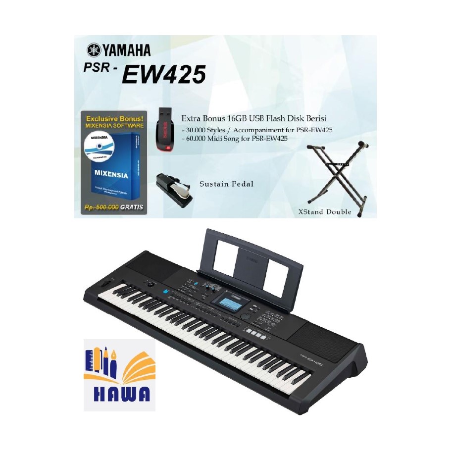 Keyboard Yamaha PSR EW425 /PSR-EW425 /PSR EW 425 - Lengkap | SIPLah