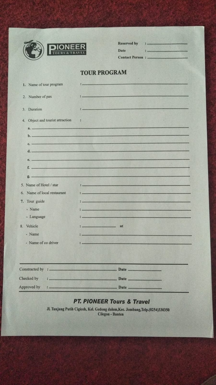 Format tour program | SIPLah