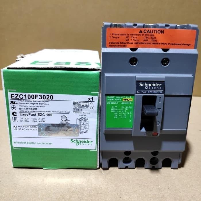 BP-MCCB 3P 20A 10kA EZC100F Schneider | SIPLah