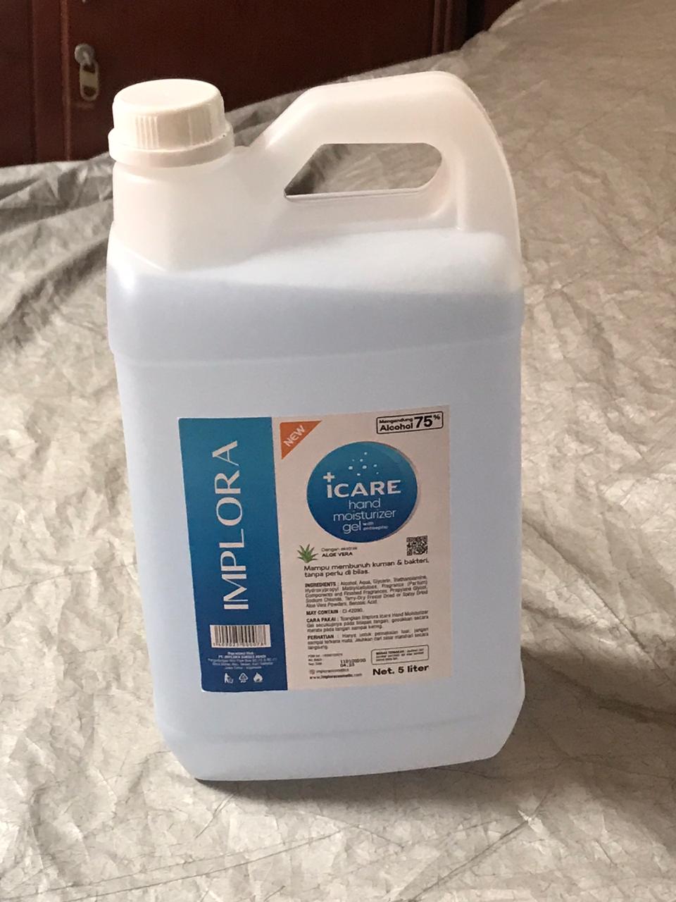 IMPLORA ICARE HAND SANITIZER GEL 5L 5 LITER L BPOM INSTANT MOISTURIZER ...