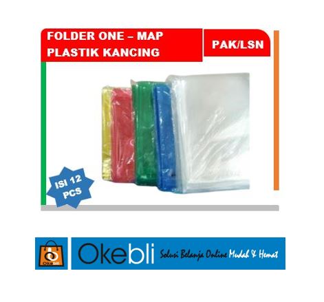 Map Plastik Kancing Folder One Ukuran F4/Folio Kemasan Pak/Lusin (Isi 12 Pcs) | SIPLah