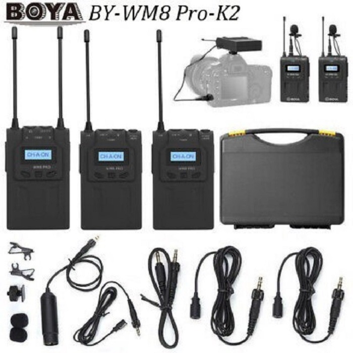 BOYA BY-WM8 Pro-K2 UHF Dual-Channel Wireless Microphone ORIGINAL 2TX ...