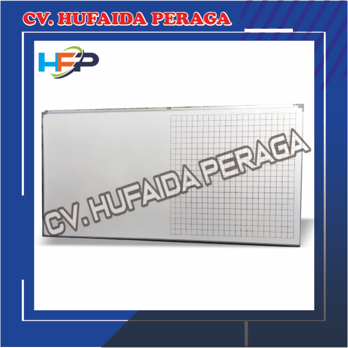 Papan tulis melamine tempel 1/2 polos 1/2 kotak | SIPLah