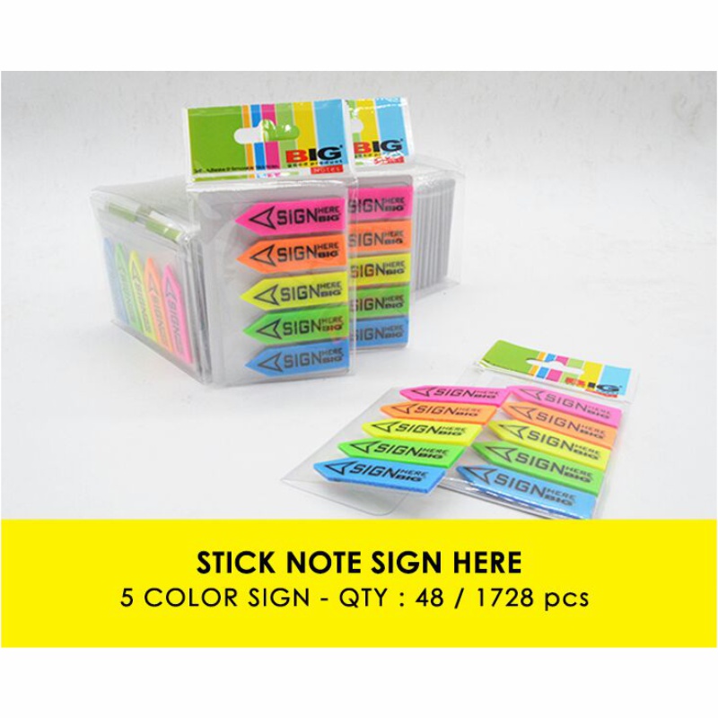 STICK NOTE PET 5C SN - 6021 SIGN HERE /SET | SIPLah