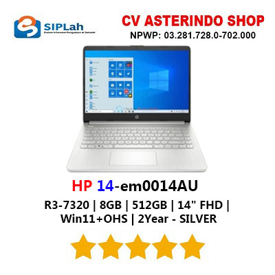 LAPTOP HP 14 em0014AU I R3-7320 8GB 512GB 14" FHD W11 OHS 2Y - SILVER ...