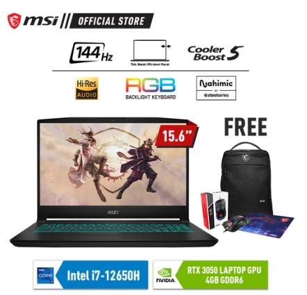 MSI KATANA GF66 12UCK i7-12650H RTX3050 15.6" 144Hz IPS-Level Win11 ...