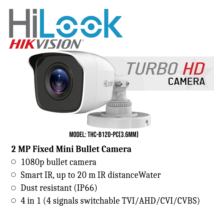 Kamera Outdoor CCTV HiLOOK 2 MP Full HD THC-B120-PC | SIPLah
