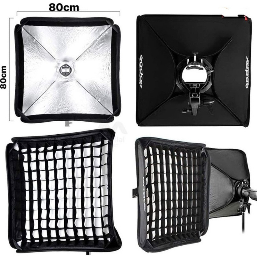 Softbox Godox S2 SGGV 80X80 Flash Bracket Bowens Mount with Grid | SIPLah