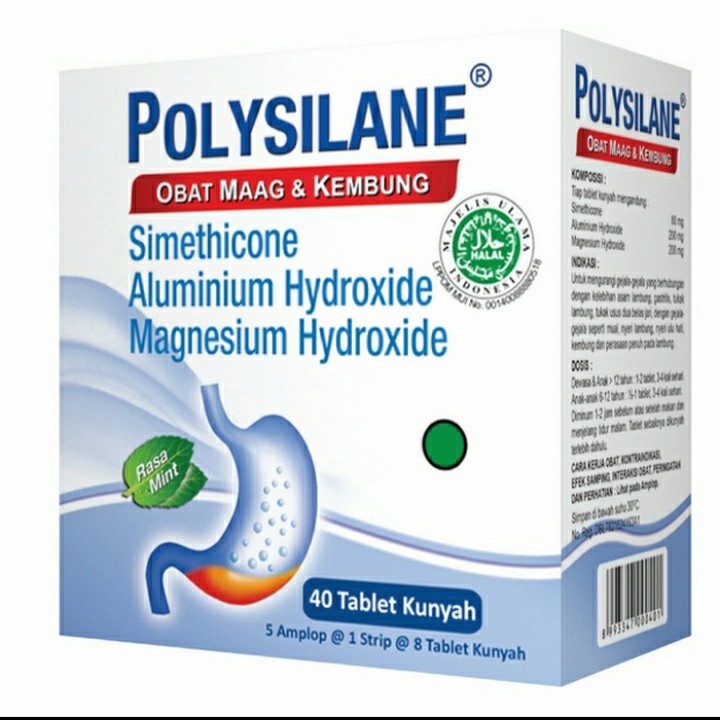 polysilane tablet kunyah 1 box obat magh dan kembung | SIPLah