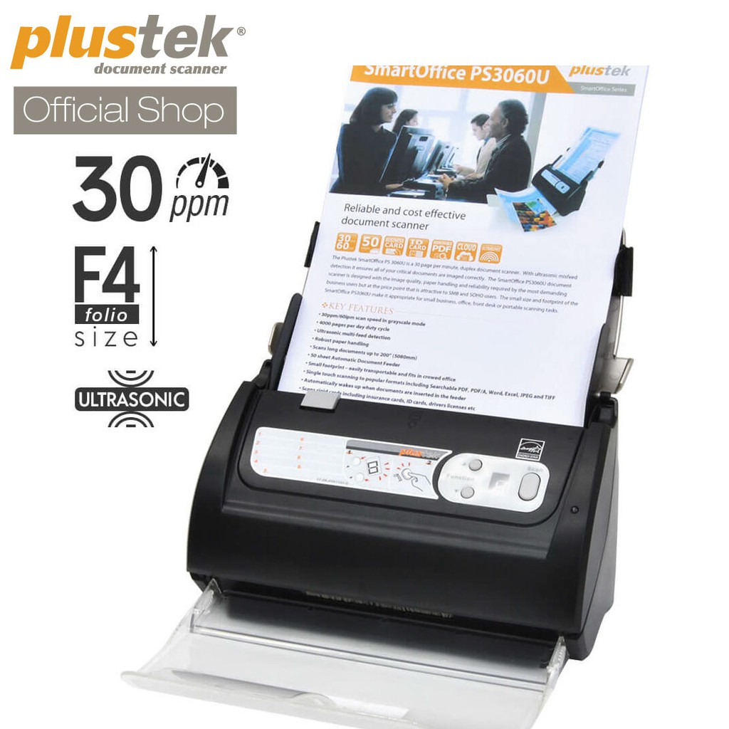 Plustek Scanner SmartOffice PS3060U - 30 Lembar/menit (F4/Folio) | SIPLah