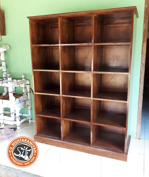 Lemari Buku Rak Perpustakaan (Kayu Jati) | SIPLah