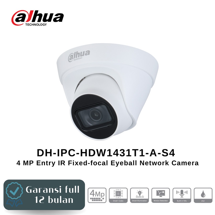 IP Camera Indoor DAHUA 4MP IR Eyeball DH-IPC-HDW1431T1-A-S4 | SIPLah IP Camera Indoor DAHUA 4MP IR Eyeball DH-IPC-HDW1431T1-A-S4 | SIPLah