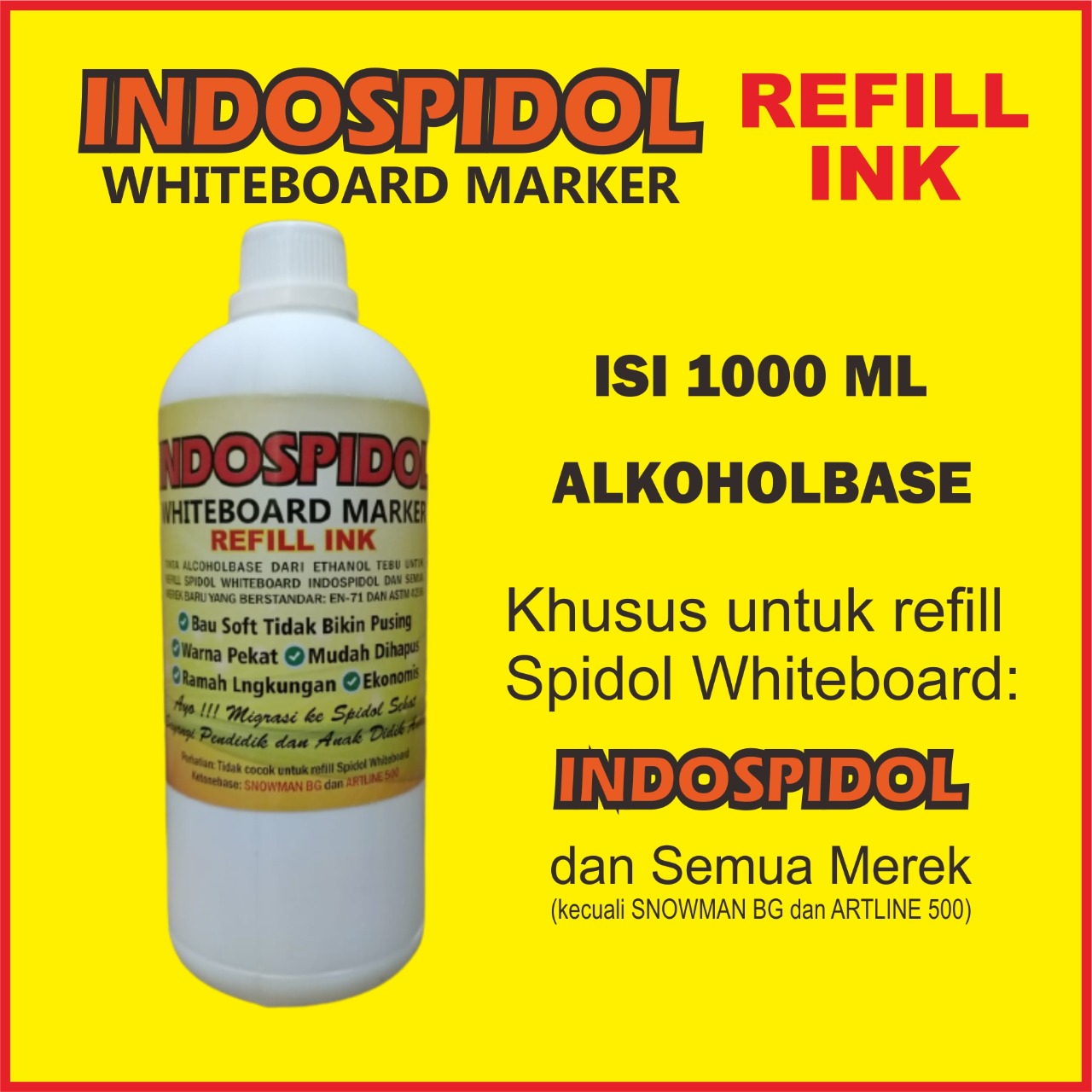 Tinta Refill INDOSPIDOL 1000 ml - Ramah Lingkungan | SIPLah