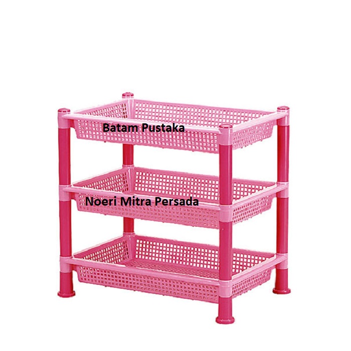 Rak Susun Plastik 3 Tingkat Merk Lion Star Warna Merah | SIPLah