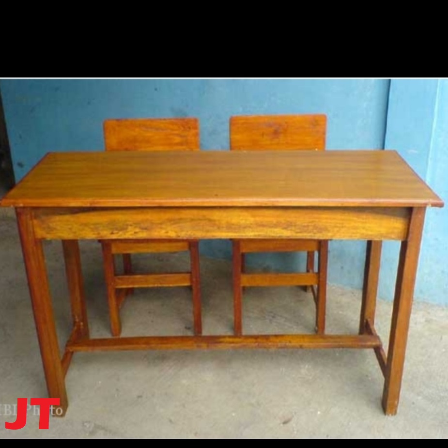 SET MEJA KURSI SISWA KAYU MAHONI (UNTUK DUA SISWA) | SIPLah