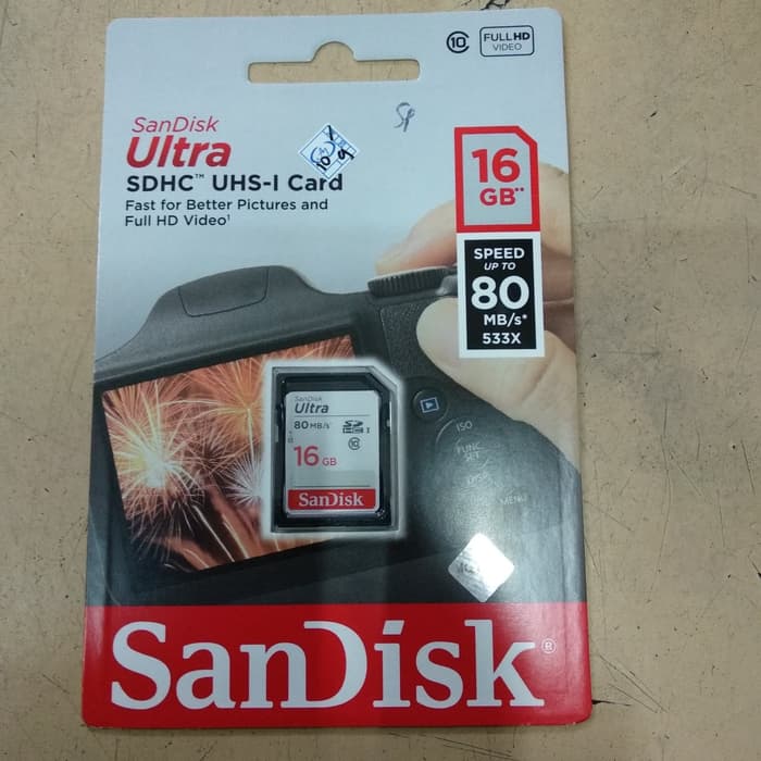 SD Card SDHC Sandisk Ultra Class10 16Gb 80 MBs | SIPLah
