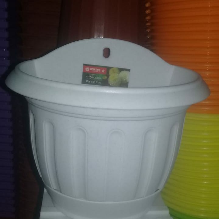 Pot bunga tempel dinding lion star lotus 06 putih | SIPLah