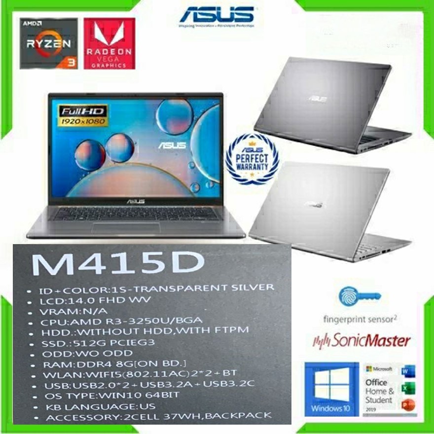 Asus M415D AMD Ryzen 3 8gb/512Gb 14 | SIPLah